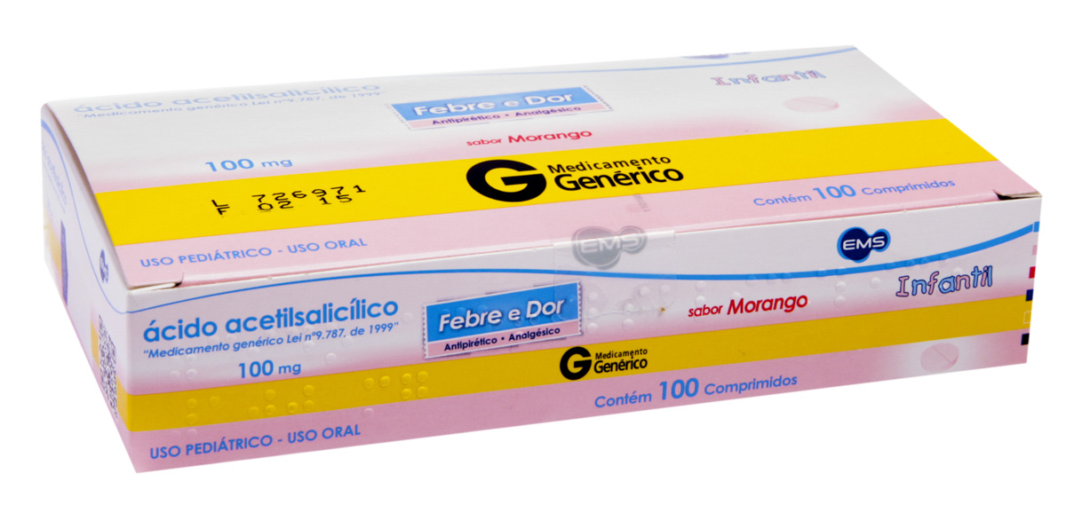 Ácido Acetilsalicílico 100mg 100 Comprimidos EMS | Droga Raia