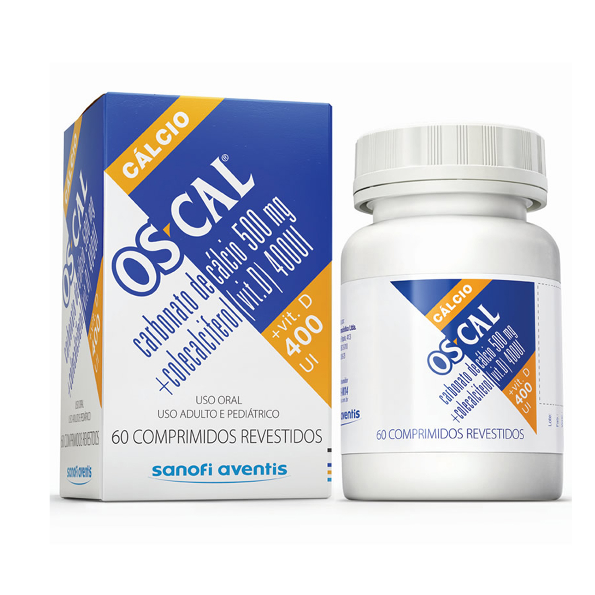 Oscal D 500mg + 400Ui 60 Comprimidos Sanofi | Droga Raia