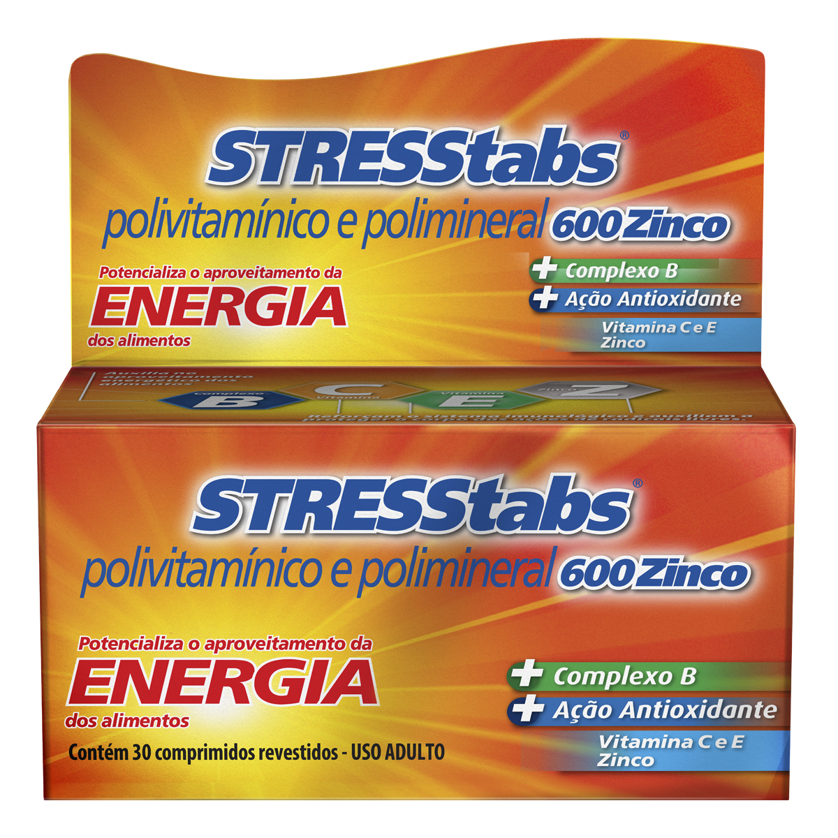 Stresstabs Complemento Vitamínico 600mg Zinco 30 Comprimidos Pfizer ...