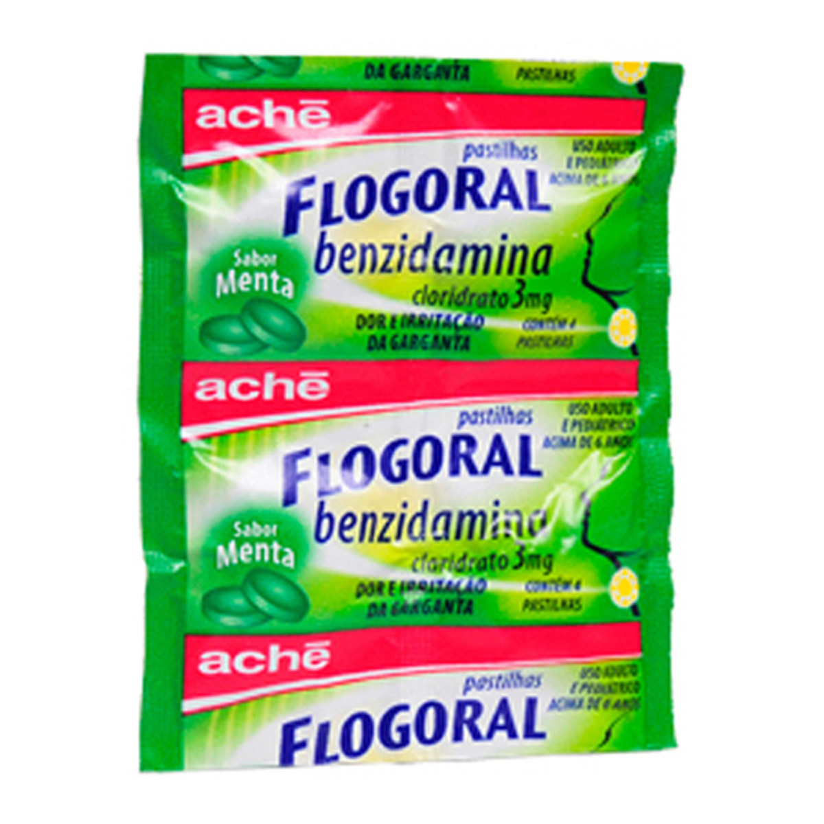 Pastilha Flogoral Sabor Menta com 4 Unidades | Droga Raia