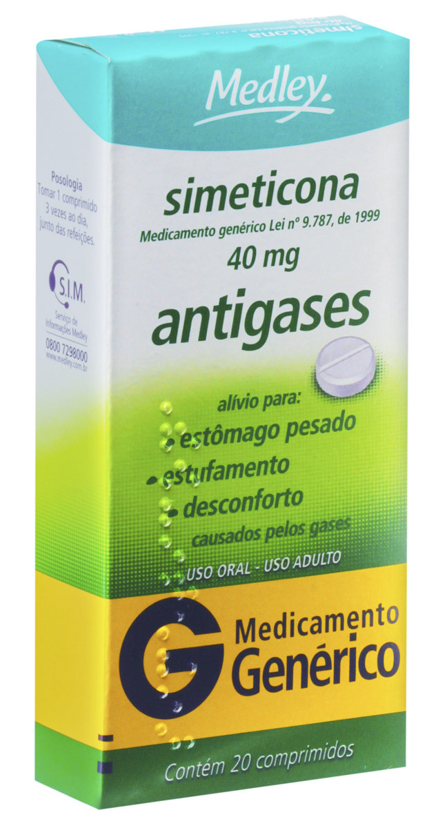 Simeticona 40mg Medley com 20 comprimidos | Droga Raia