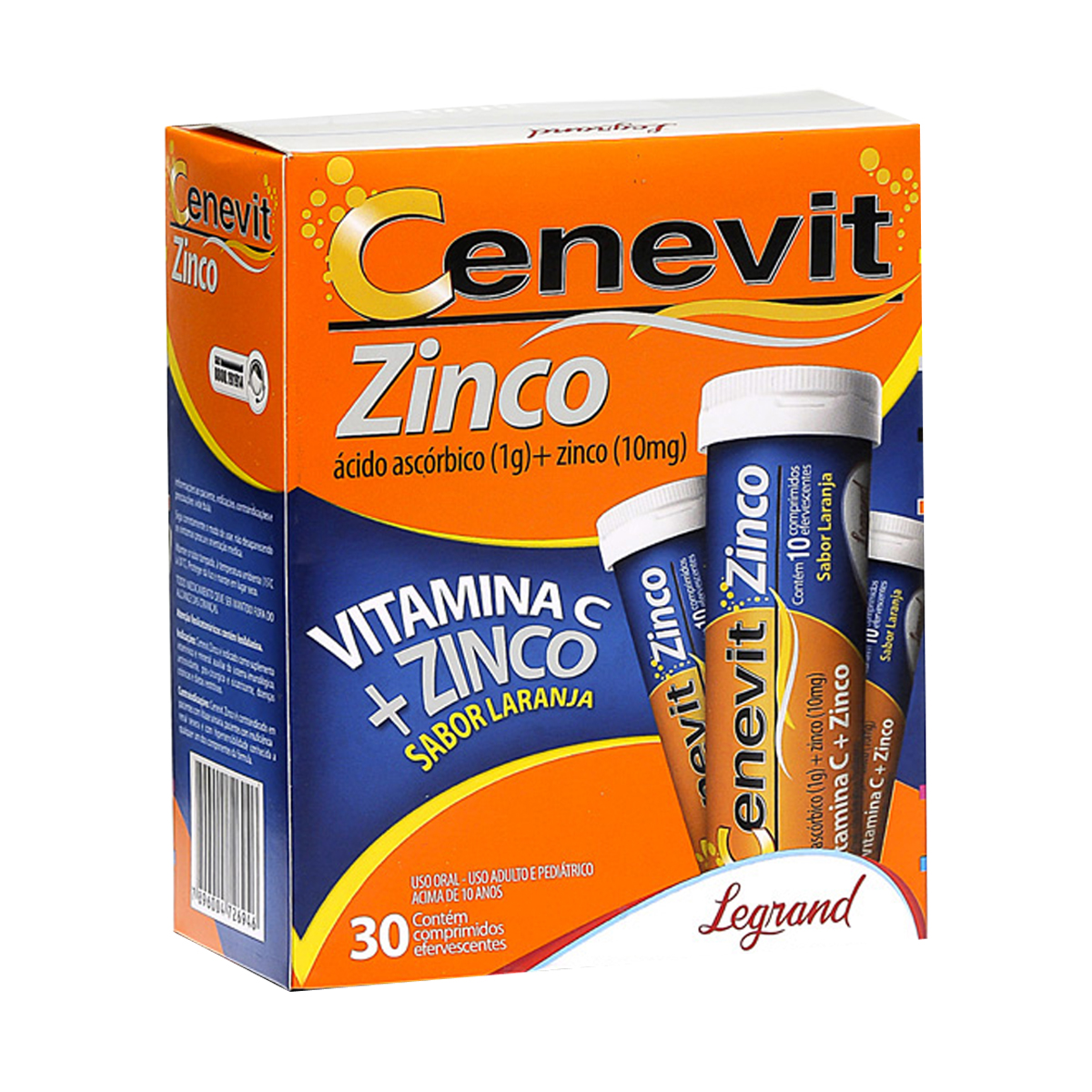 Vitamina C Cenevit Zinco 1g + 10mg Laranja com 30 comprimidos | Droga Raia