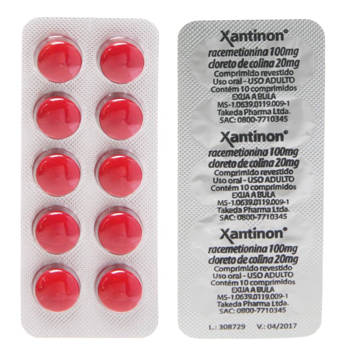 Xantinon 100mg + 20mg com 10 comprimidos | Droga Raia