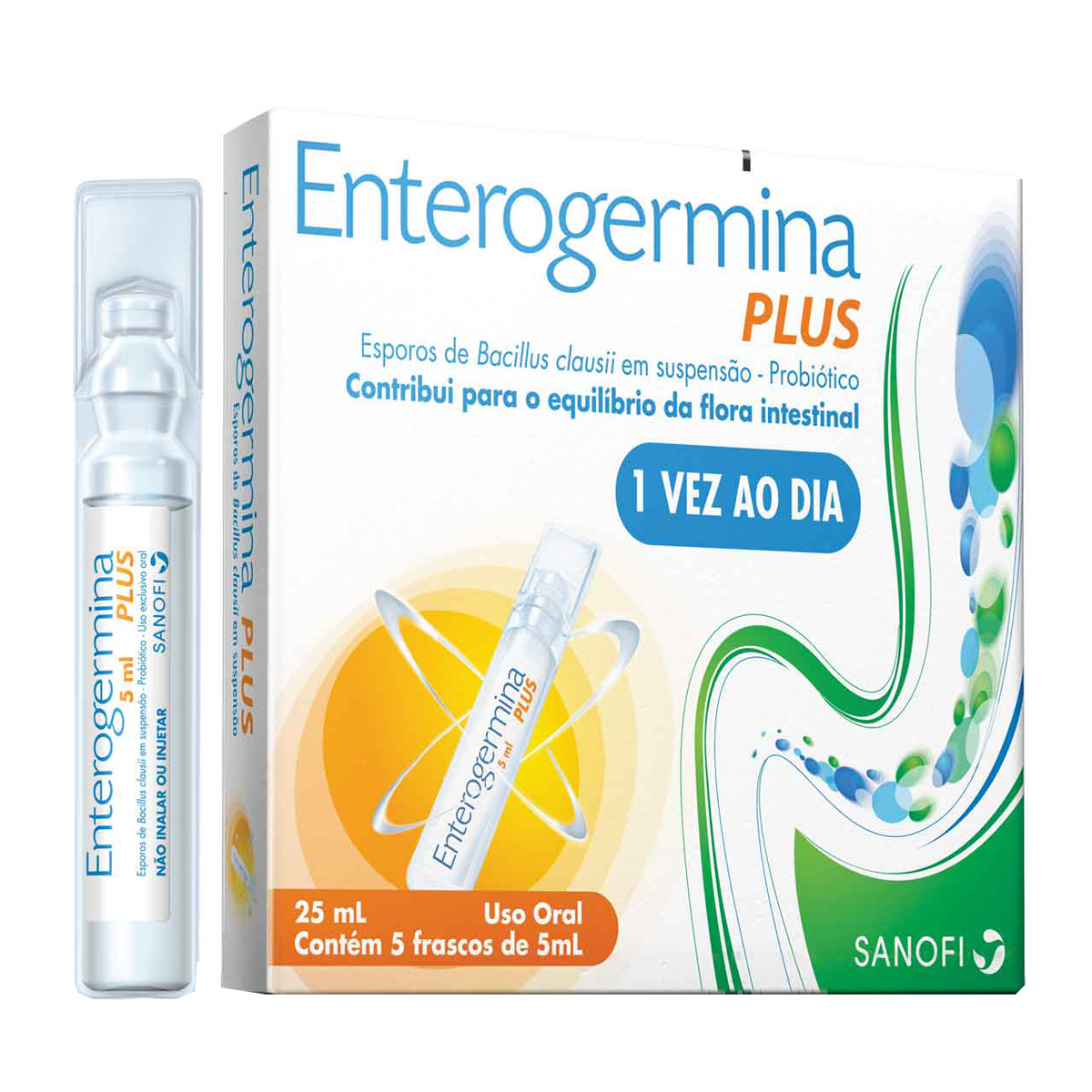 Enterogermina Plus Antidiarréico 5 Flaconetes Sanofi-Aventis | Droga Raia