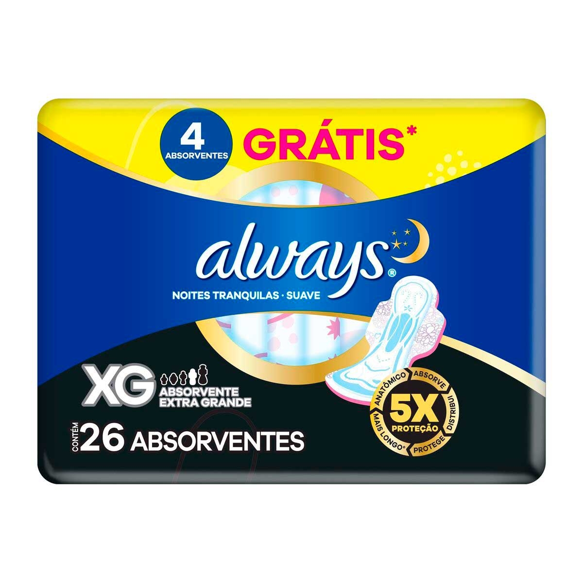Absorvente Always Noites Tranquilas Suave XG Abas c/ 26: oferta | Droga ...