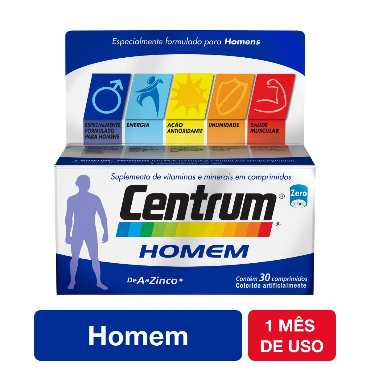 Suplemento de Vitaminas e Minerais Centrum Homem com 30 Comprimidos ...