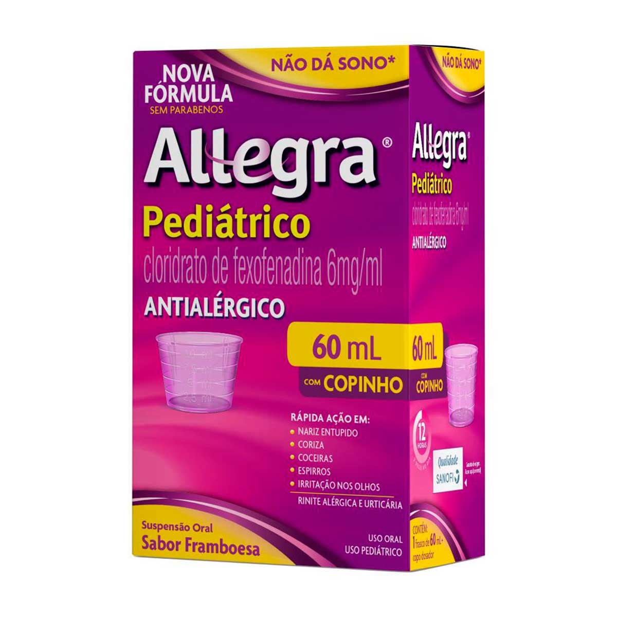 Allegra Pediátrico 6mg/ml Frasco 60ml + Dosador: preço e bula | Droga Raia