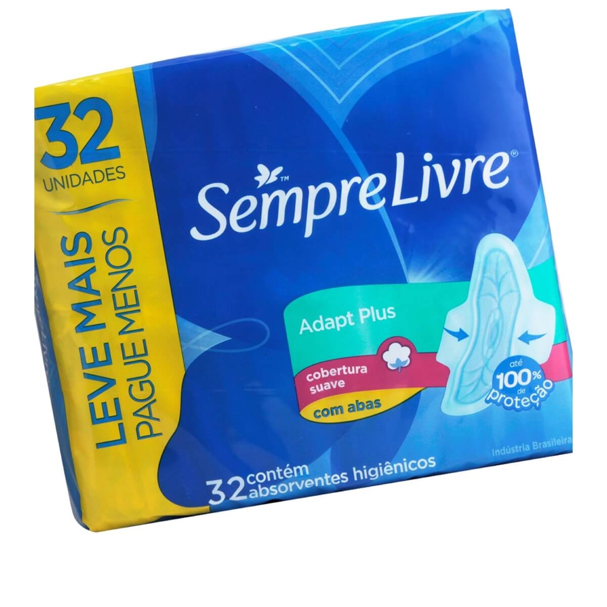 Absorvente Sempre Livre Adapt Plus Cobertura Suave Com Abas com 32 ...