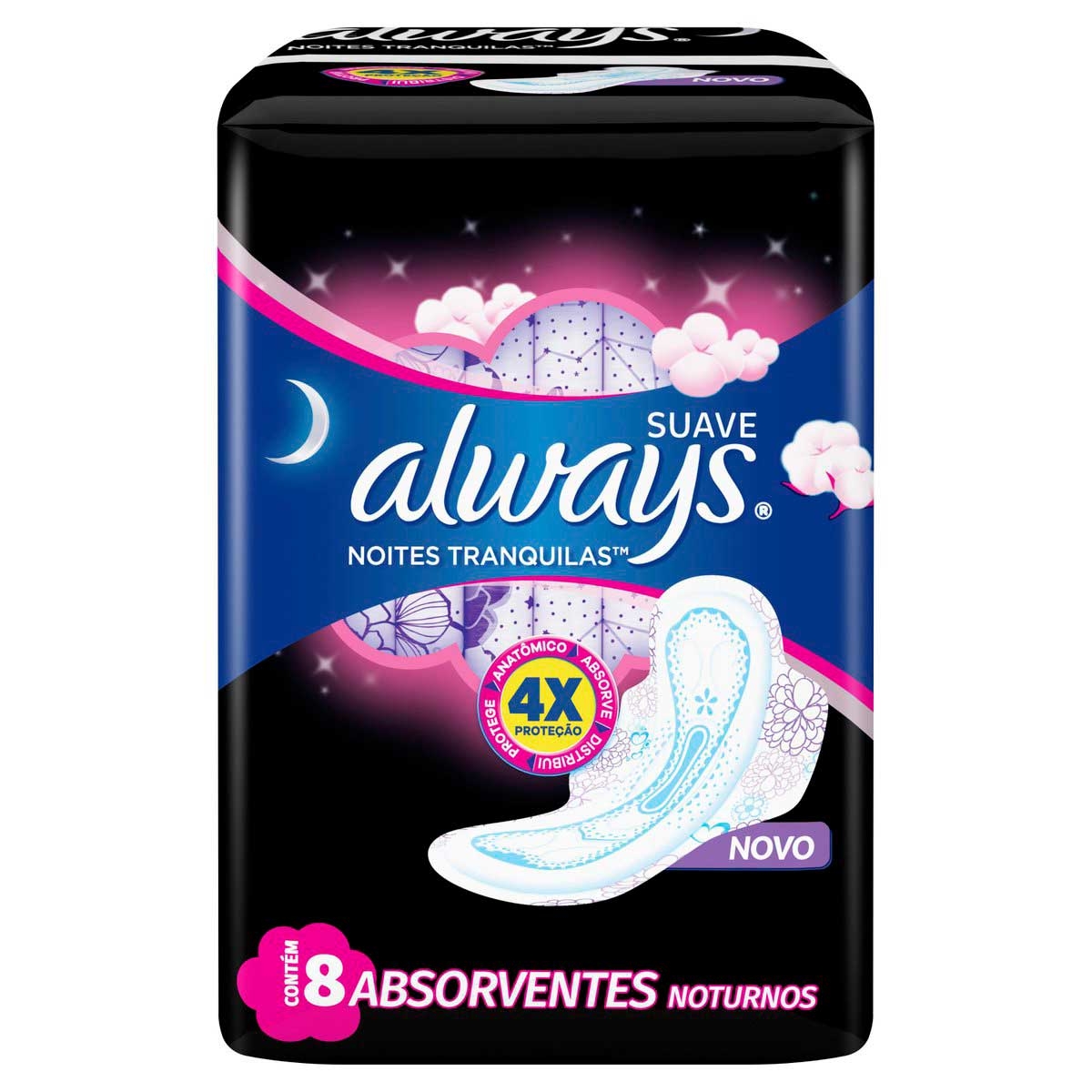Absorvente Always Suave Noites Tranquilas Com Abas com 8 unidades ...