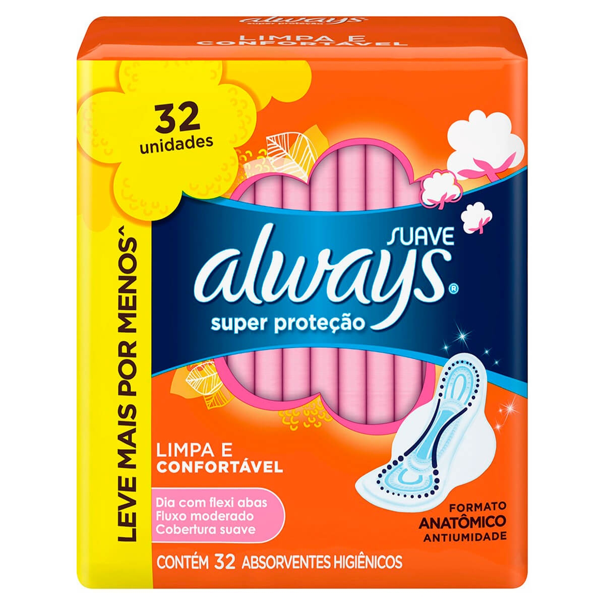 Absorvente Always Super Proteção Suave com Abas 32 Unidades | Droga Raia