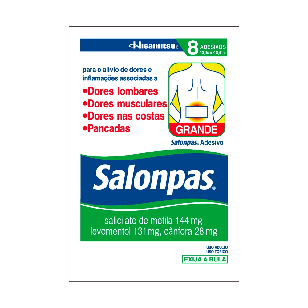 Adesivo Salonpas Grande 8 unidades: Preço e para que serve | Droga Raia