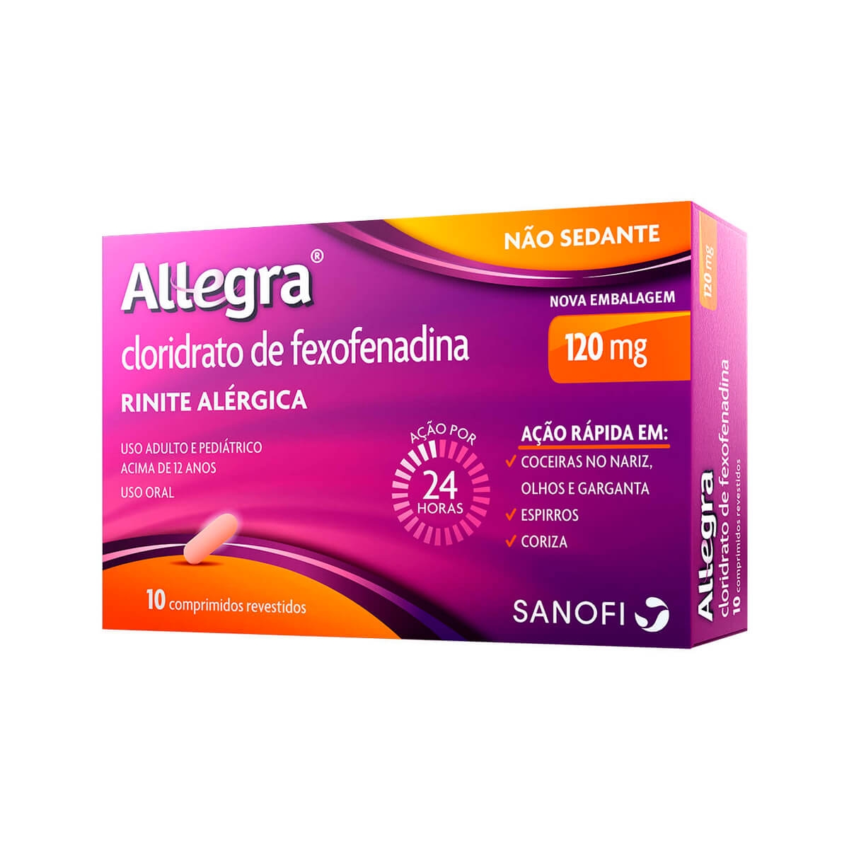 Allegra 120mg 10 Comprimidos Sanofi | Droga Raia