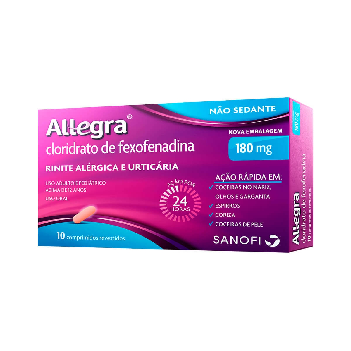 Allegra 180mg com 10 comprimidos | Droga Raia