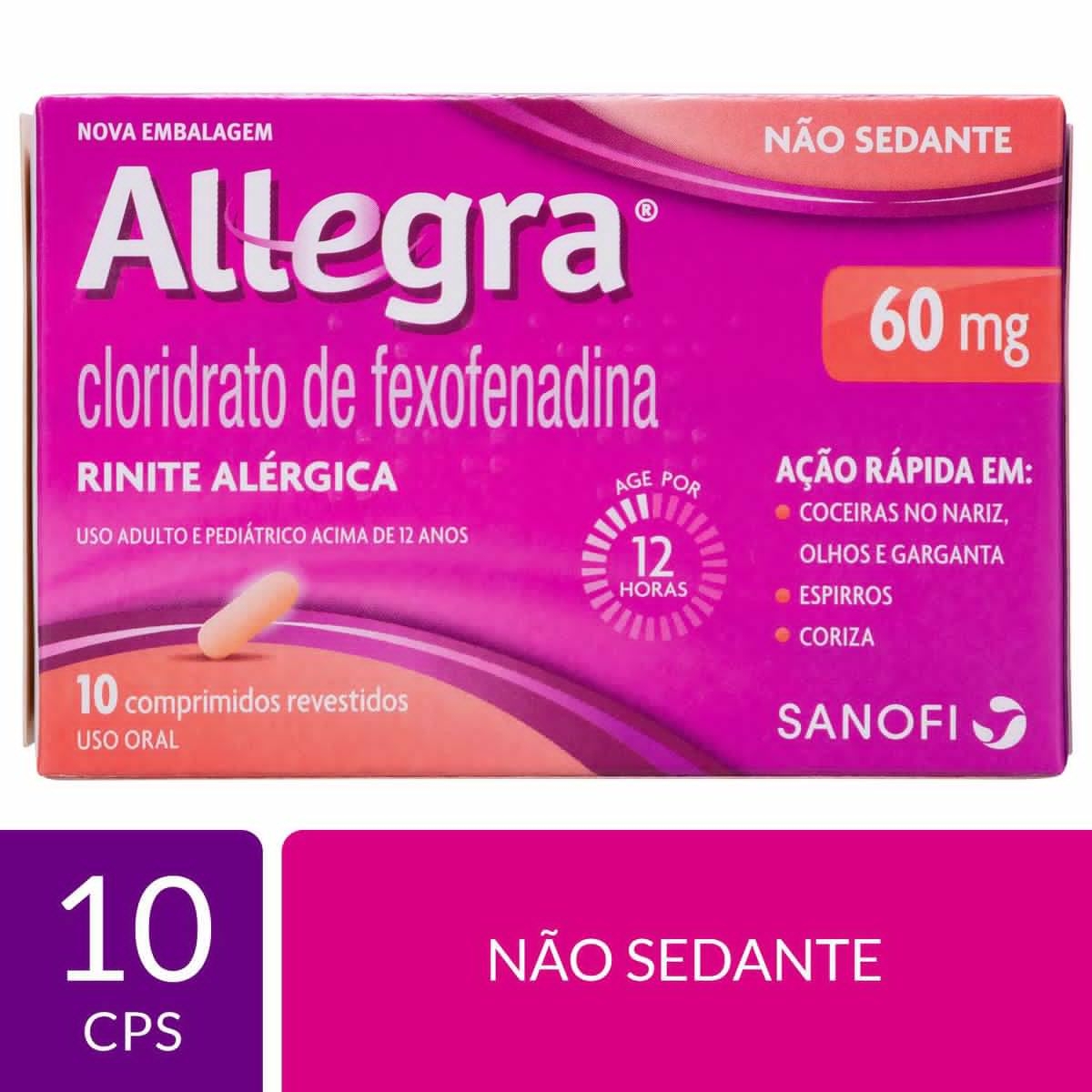 Allegra 60mg com 10 Comprimidos | Droga Raia