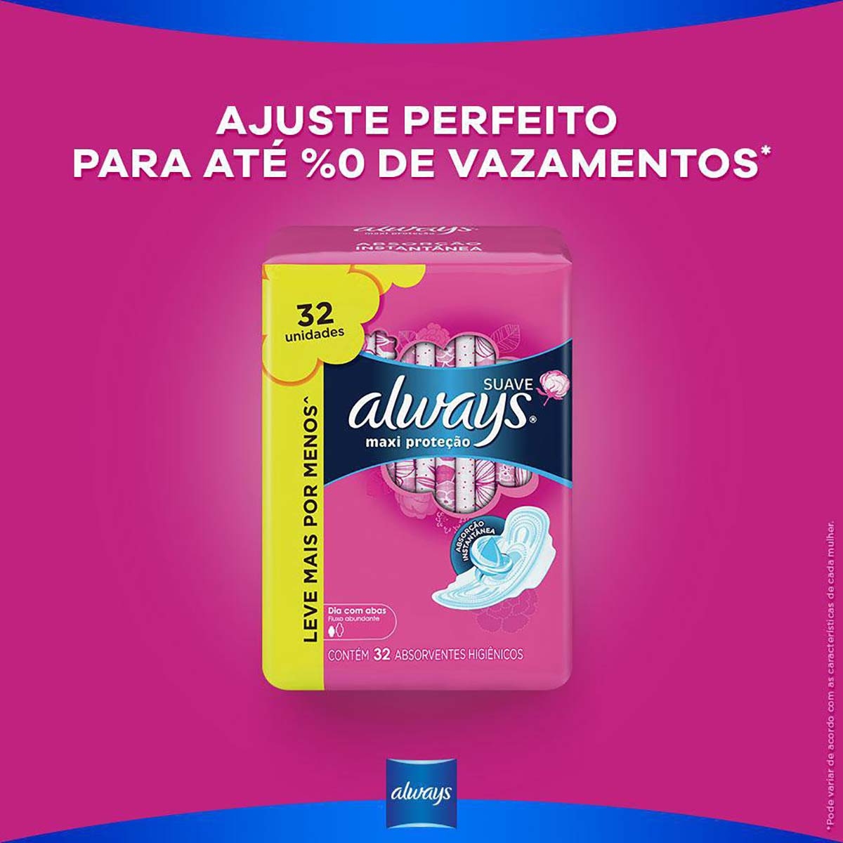 Absorvente Always Maxi Proteção Suave com Abas com 32 Unidades | Droga Raia