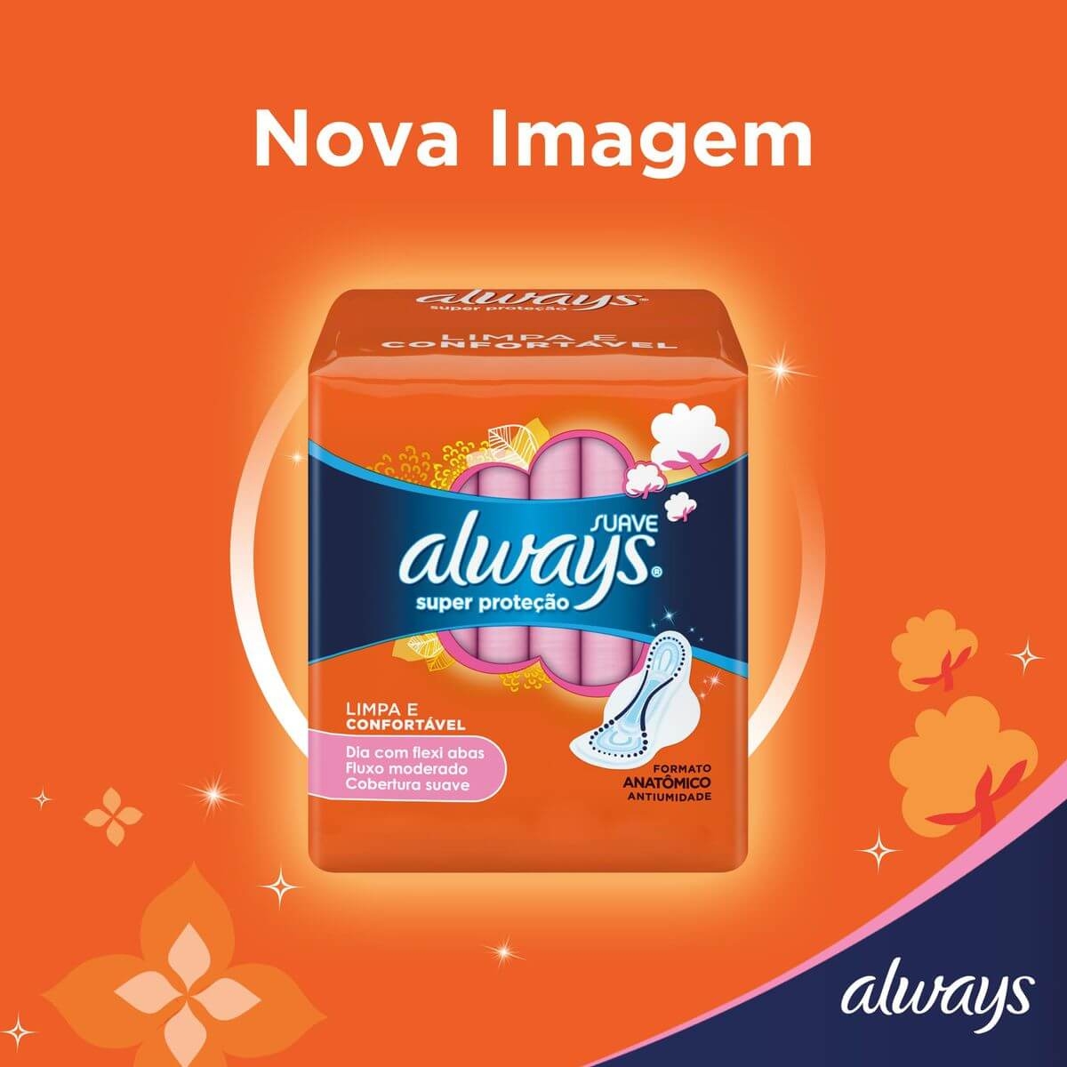 Absorvente Always Super Proteção Cobertura Suave com Abas 8 Unidades ...