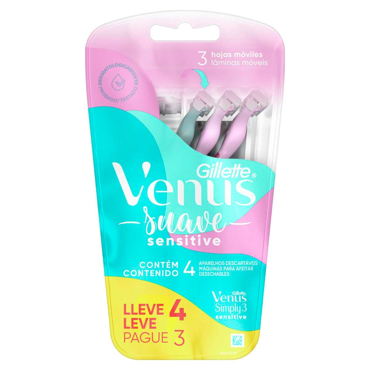 Gillette Venus Suave Sensitive Depilador Descartável com 4 unidades ...