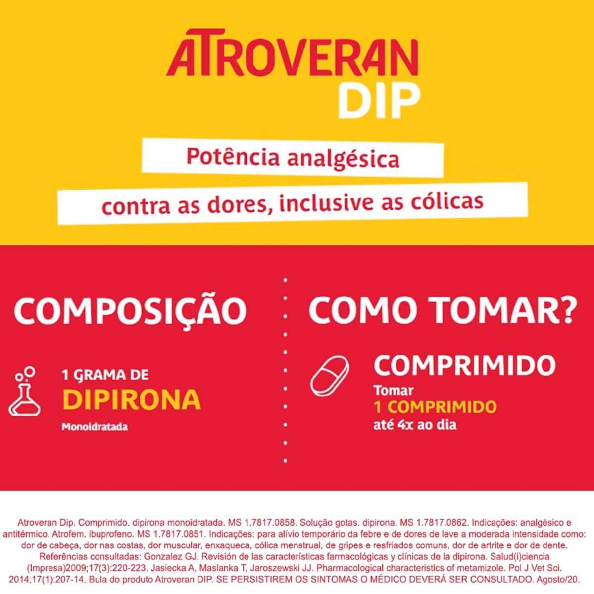 Atroveran Dip 1g com 20 Comprimidos - Preço online | Droga Raia