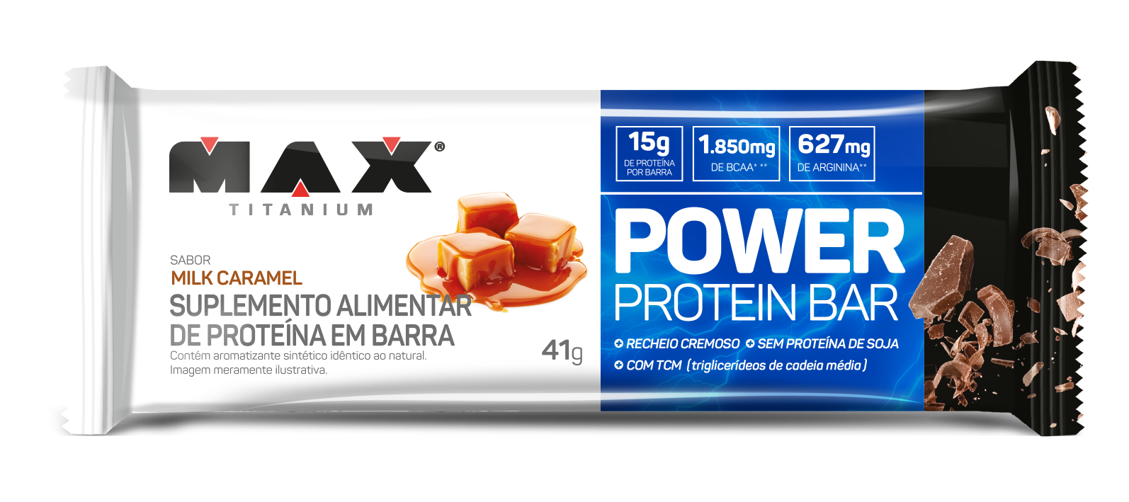 Power Protein Bar Max Titanium Sabor Milk Caramel 41g | Droga Raia