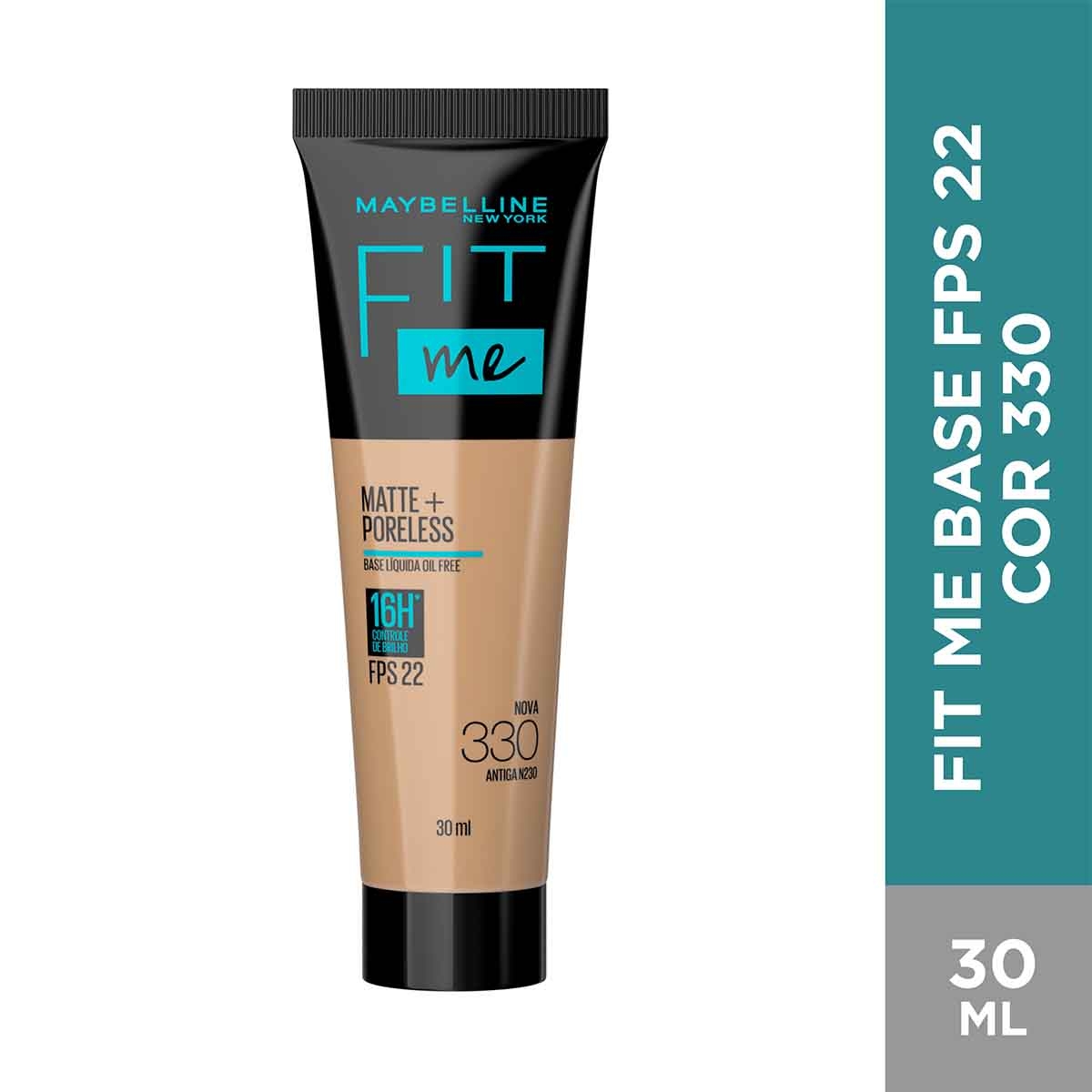 Base Líquida Maybelline NY Fit Me FPS 22 Cor 330 - Preço | Droga Raia