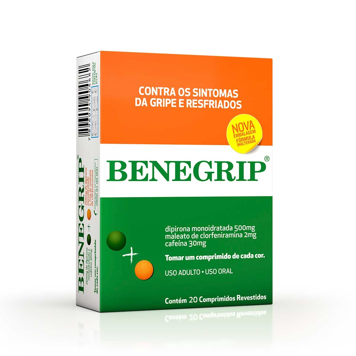 Benegrip 500mg + 2mg + 30mg com 20 comprimidos | Droga Raia