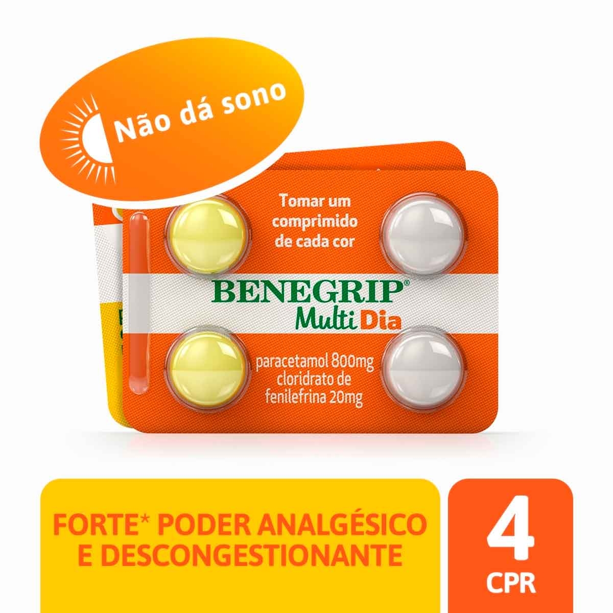 Benegrip Multi Dia com 4 Comprimidos | Droga Raia