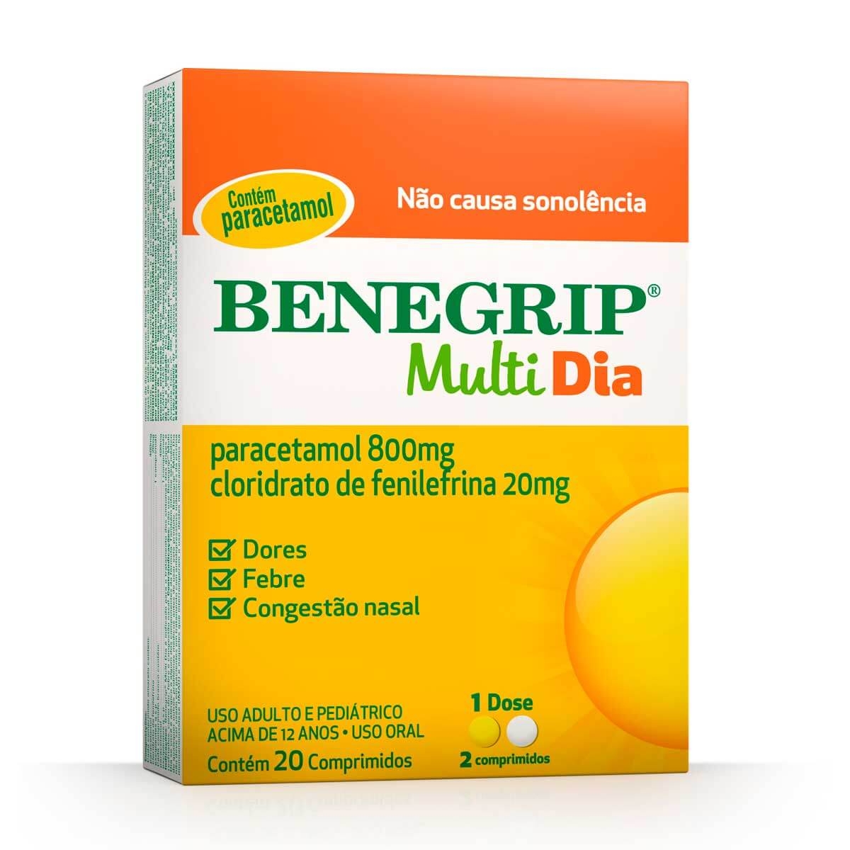 Benegrip Multi Dia com 20 Comprimidos | Droga Raia