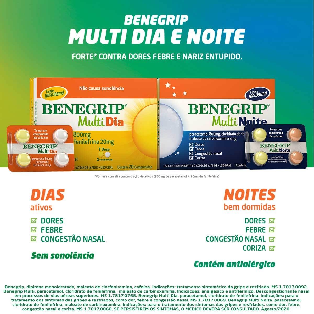 Benegrip Multi Dia com 20 Comprimidos | Droga Raia