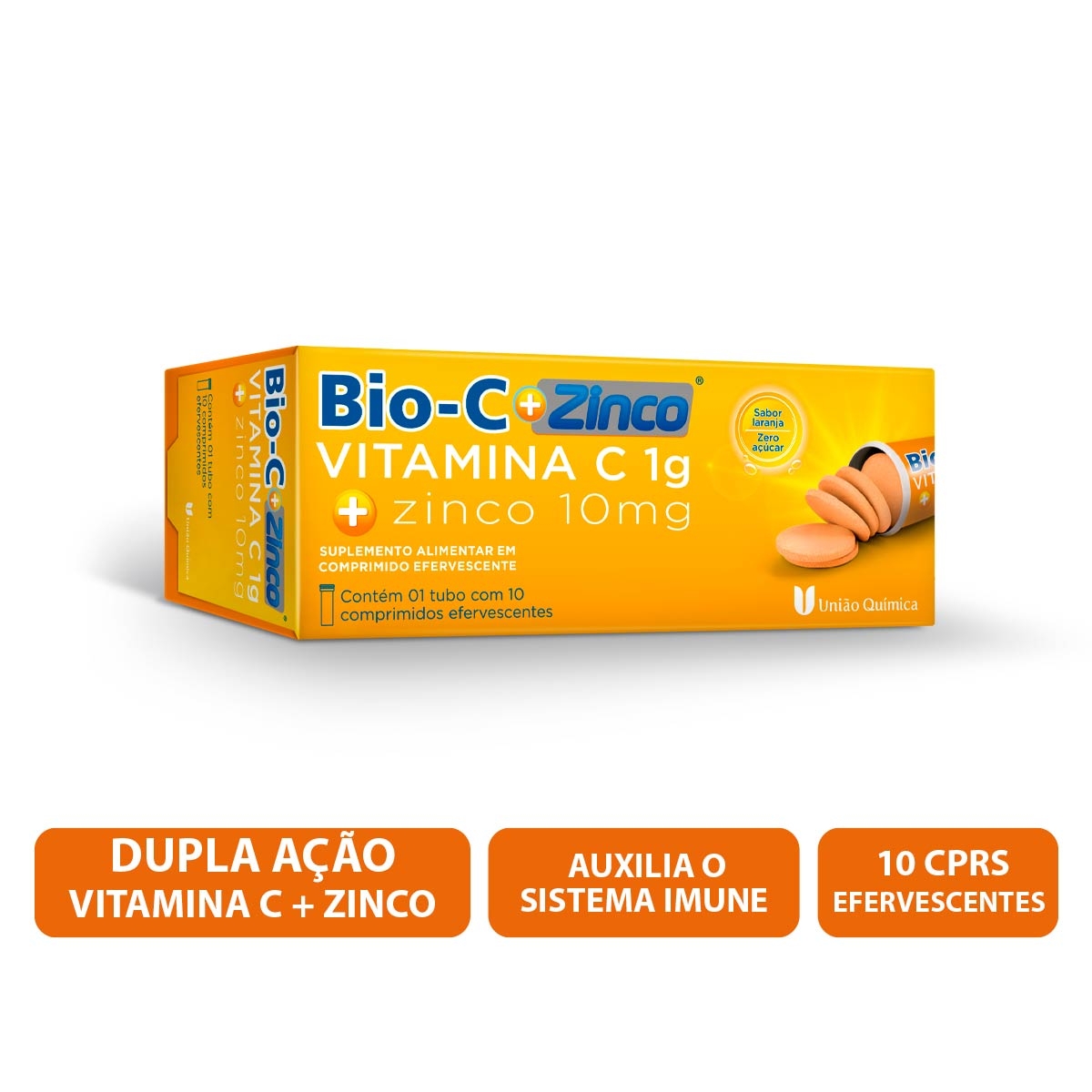 Vitamina C Bio-C + Zinco com 10 comprimidos efervescentes | Droga Raia