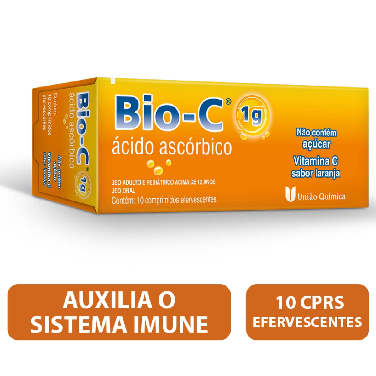 Bio-C 1G 10 Comprimidos Efervescentes União Quimíca | Droga Raia