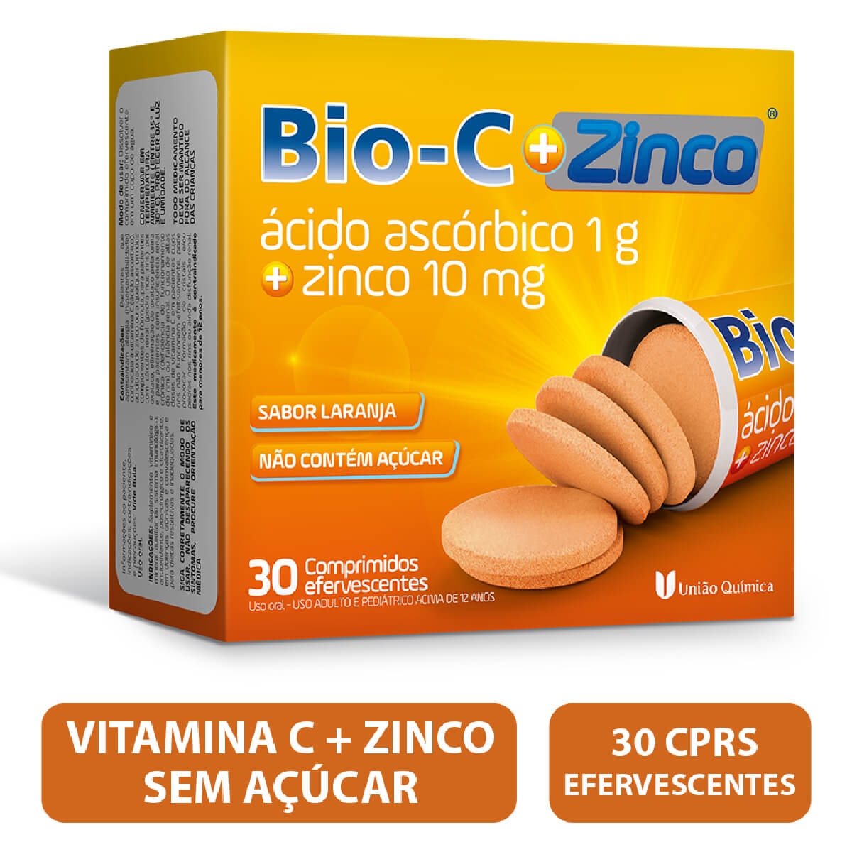 Bio-C + Zinco 30 Comprimidos União Química | Droga Raia
