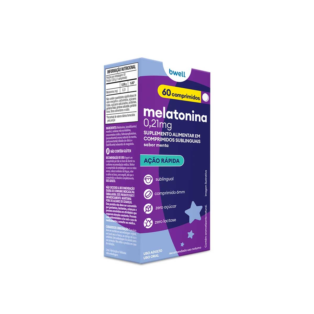 Melatonina bwell 0,21mg 60 comprimidos com menor preço | Droga Raia