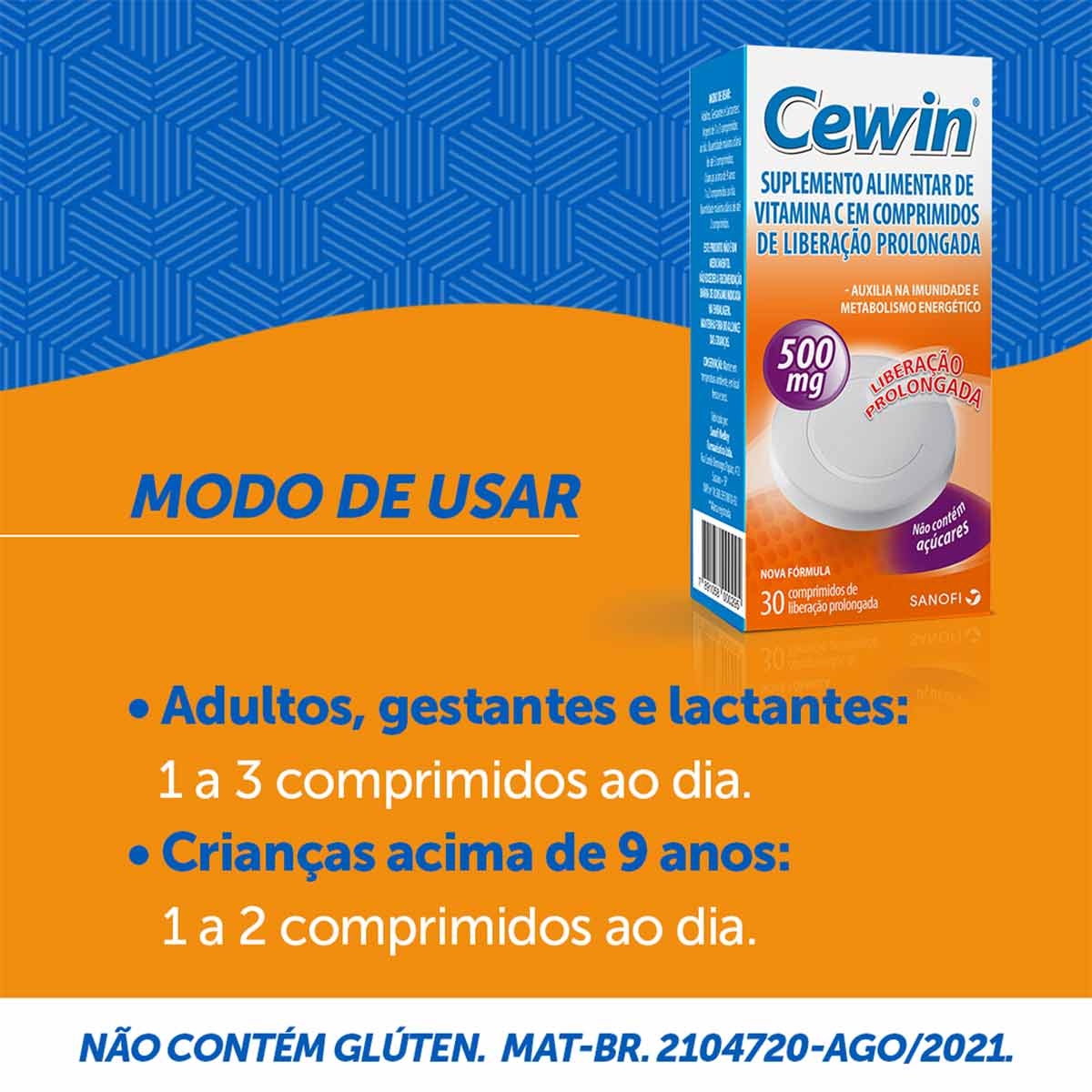 Vitamina C Cewin 500mg com 30 comprimidos | Droga Raia