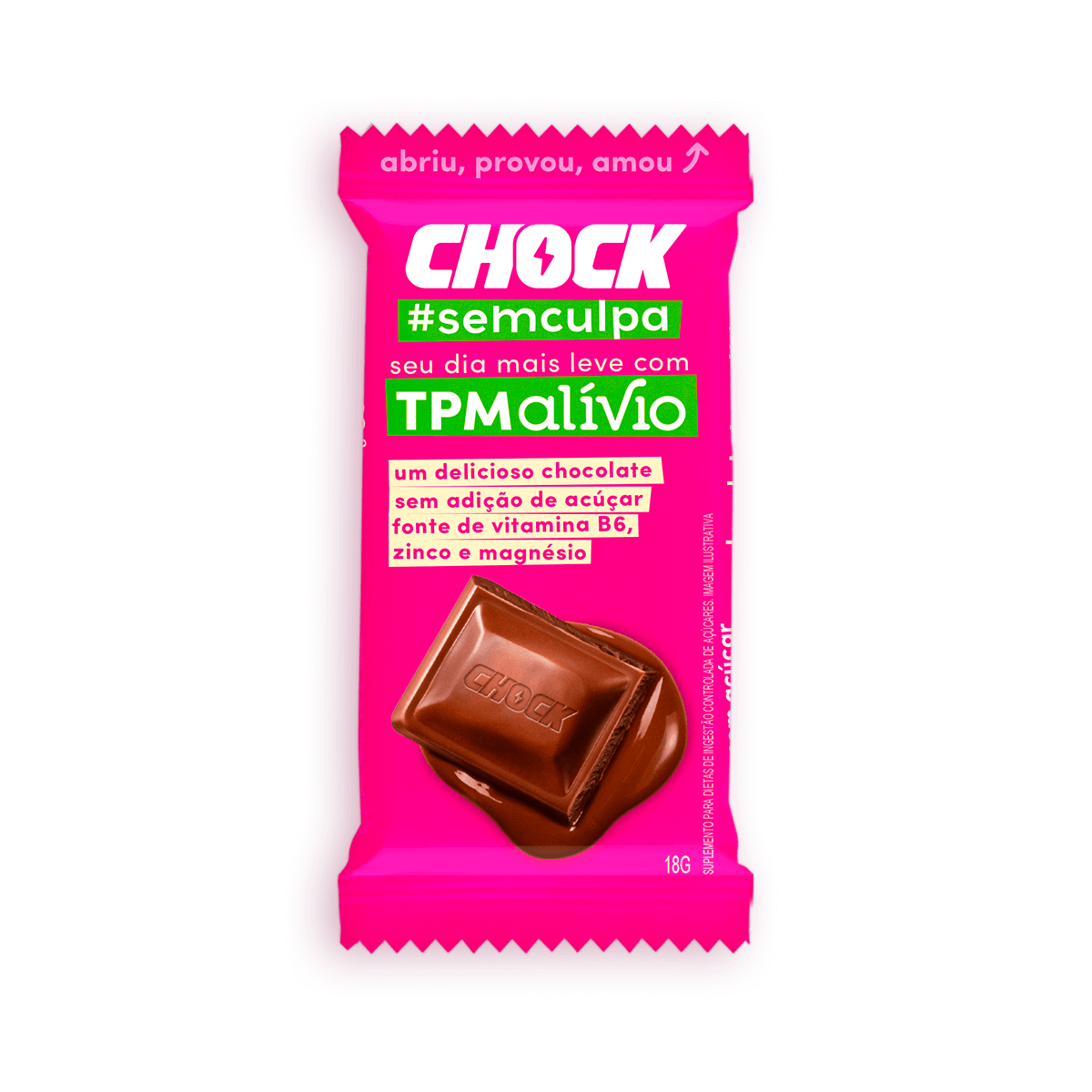 Chocolate ao Leite Chock #semculpaTPM Alivio Sem Açúcar com 18g com ...