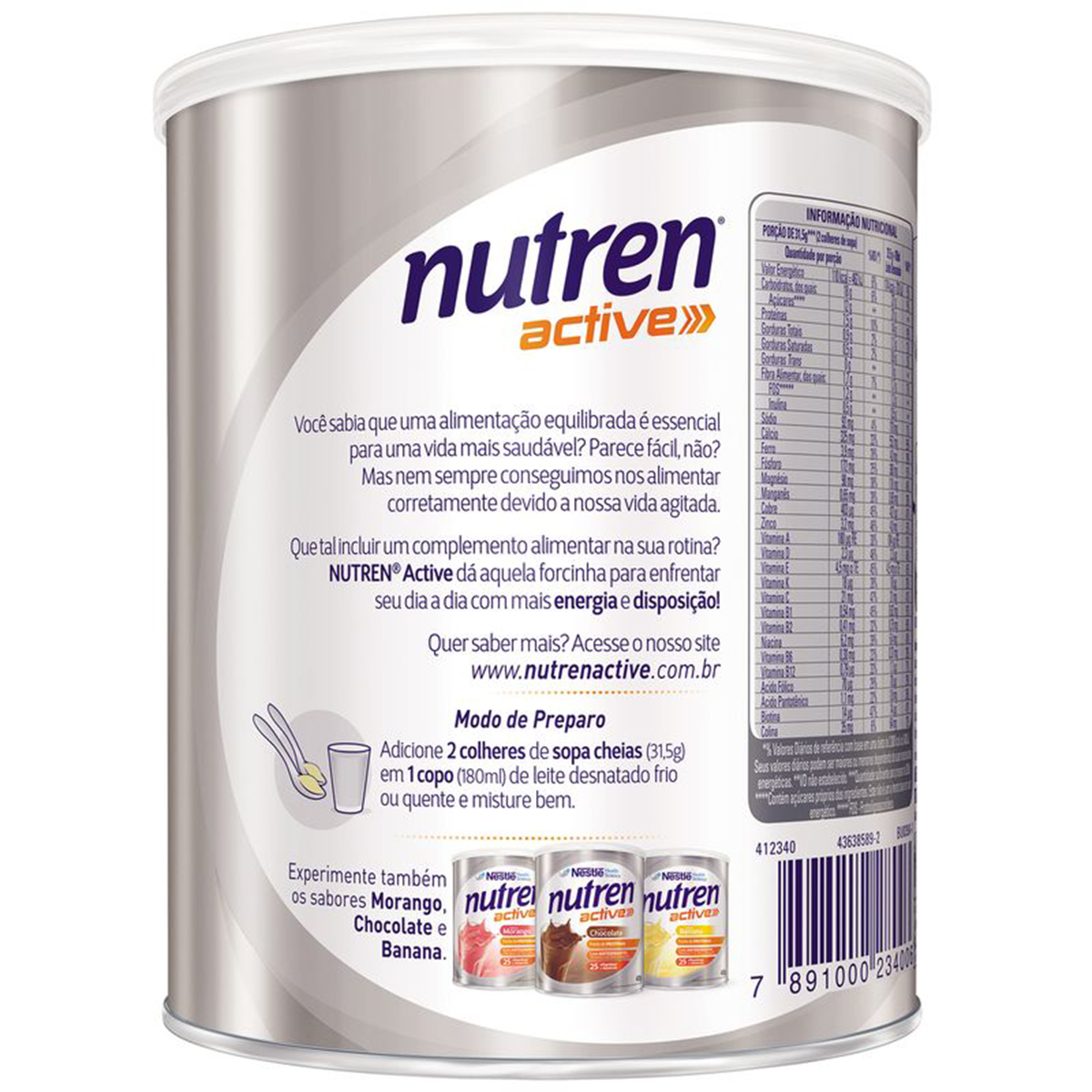 Nestle Nutren Active Complemento Alimentar Sabor Baunilha 400g | Droga Raia