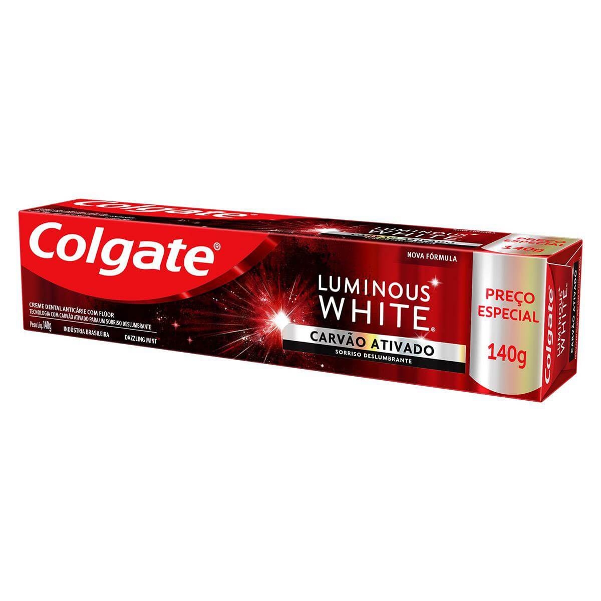 Pasta de Dente Colgate Luminous Carvão Ativado com Flúor 140g | Droga Raia