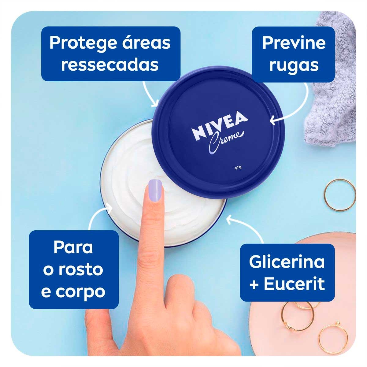 Nivea Creme Hidratante Rosto e Corpo em Lata com 97g | Droga Raia