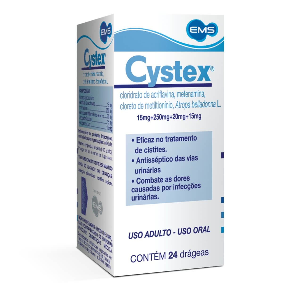 Cystex 15mg + 250mg + 20mg + 15mg com 24 Drágeas | Droga Raia