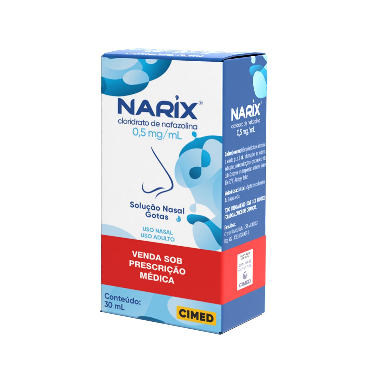 Descongestionante Nasal Narix 0,5mg/ml Solução com 30ml | Droga Raia