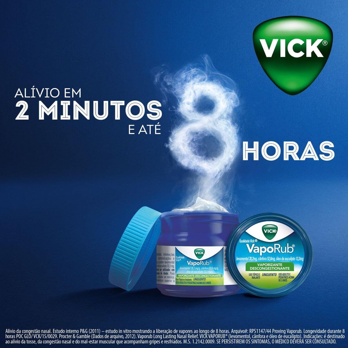 Descongestionante Vick Vaporub 28,2mg/g + 52,6mg/g + 13,3mg/g com 12g ...