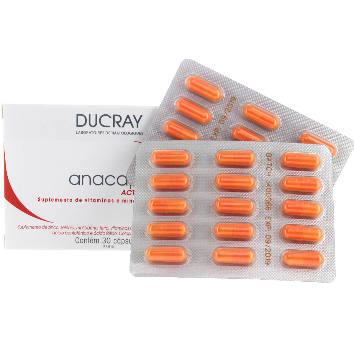 Suplemento de Vitaminas e Minerais Ducray Anacaps Activ+ 90 Cápsulas ...