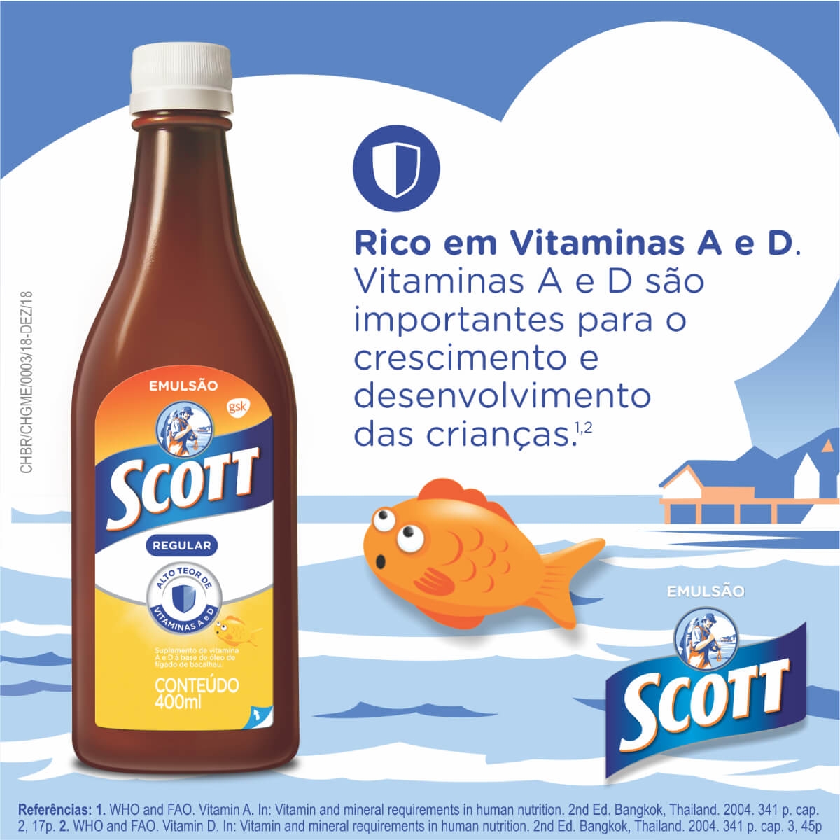 Suplemento de Vitaminas A e D Emulsão Scott Tradicional com 400ml ...