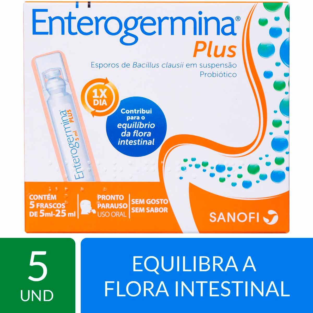 Probiótico Enterogermina Plus com 5 frascos de 5ml | Droga Raia