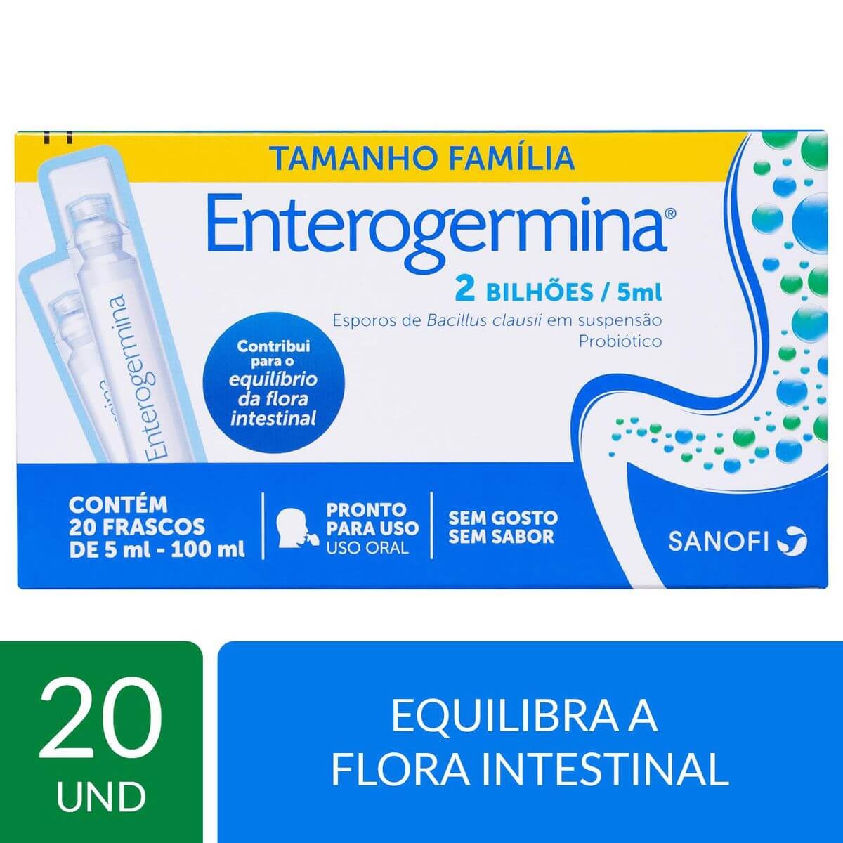 Probiótico Enterogermina com 20 frascos de 5ml | Droga Raia