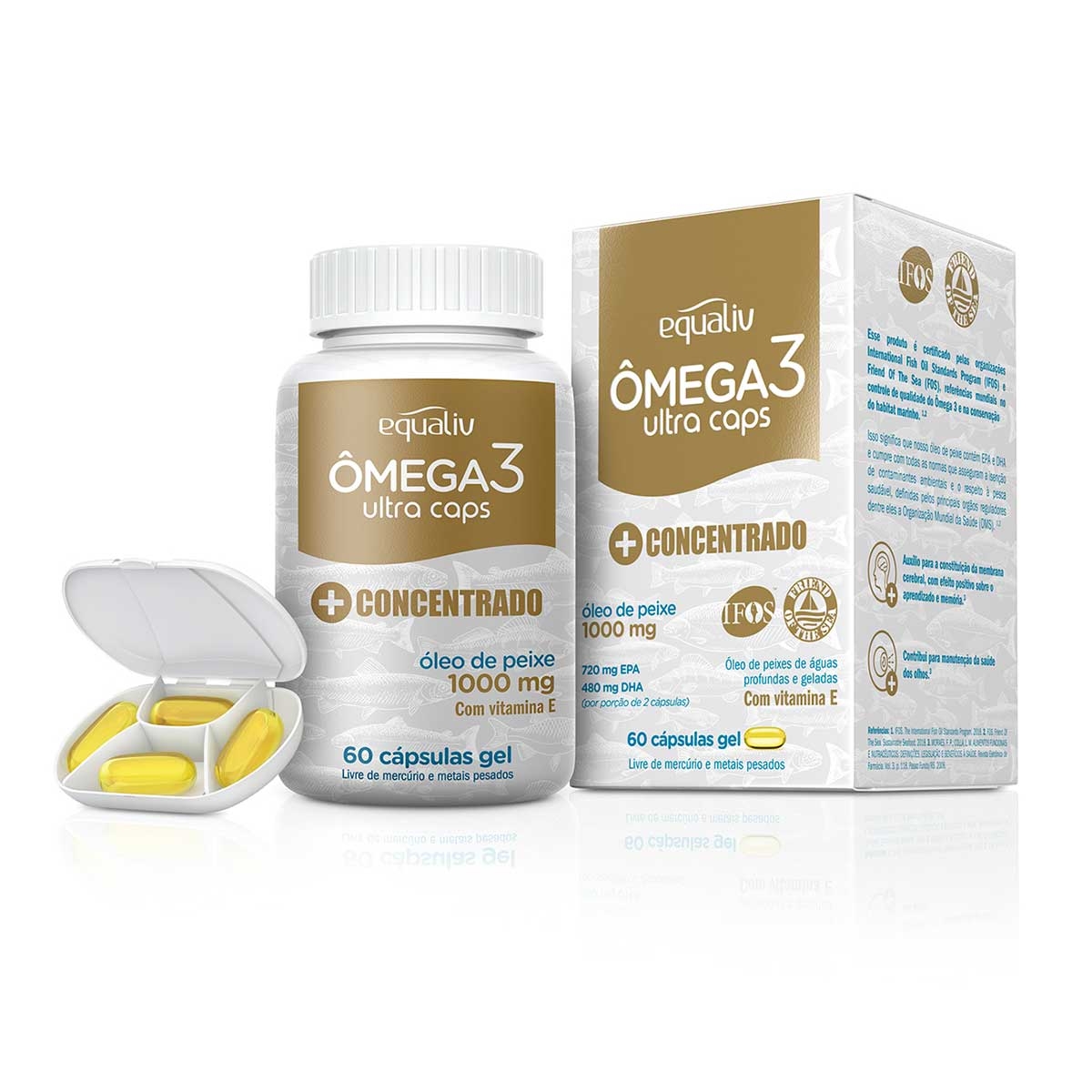 Ômega 3 1000mg Equaliv Ultra Caps Concentrado com 60 cápsulas gel | Droga Raia