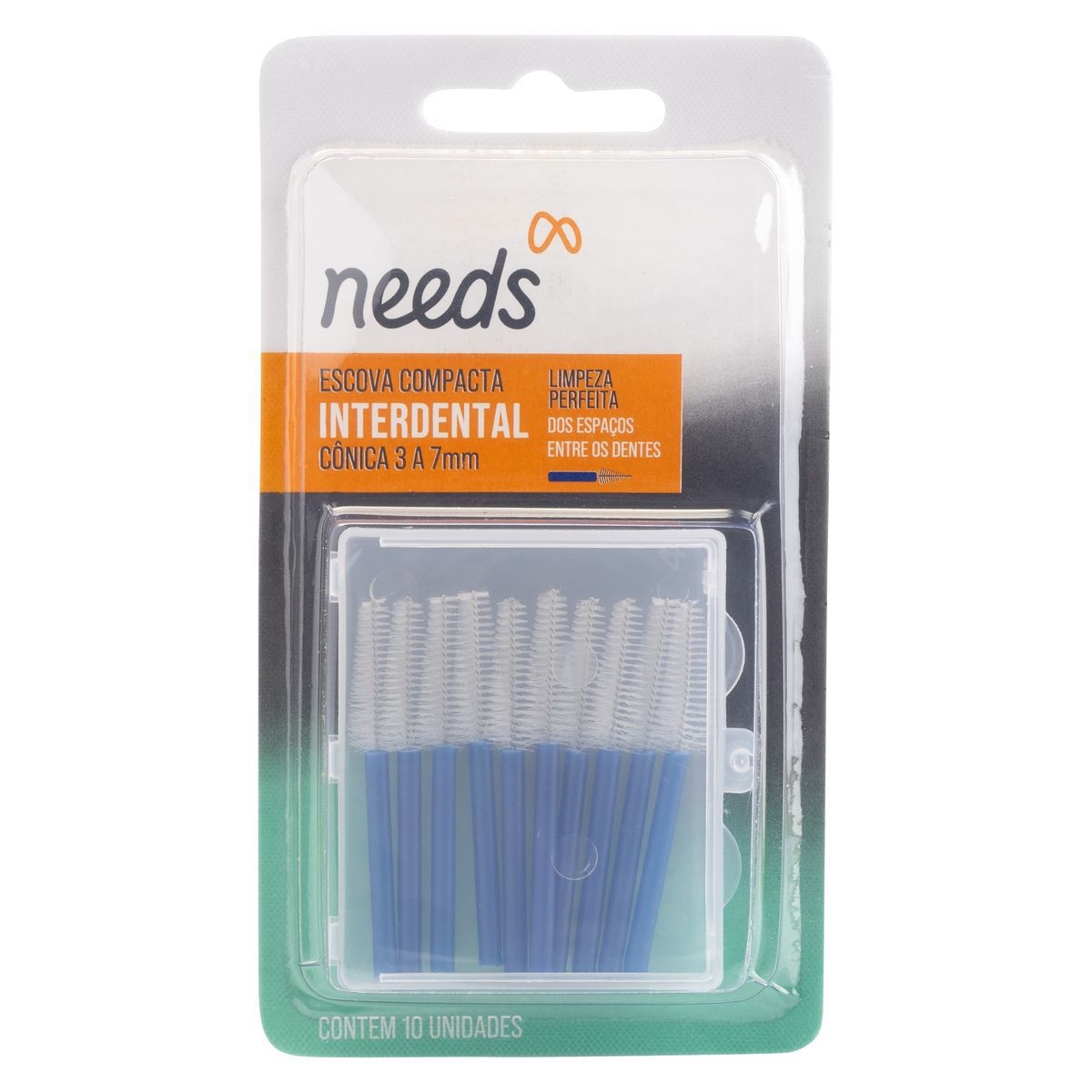 Escova Compacta Interdental Needs Cônica cor Azul 3 a 7 mm 10 unidades ...