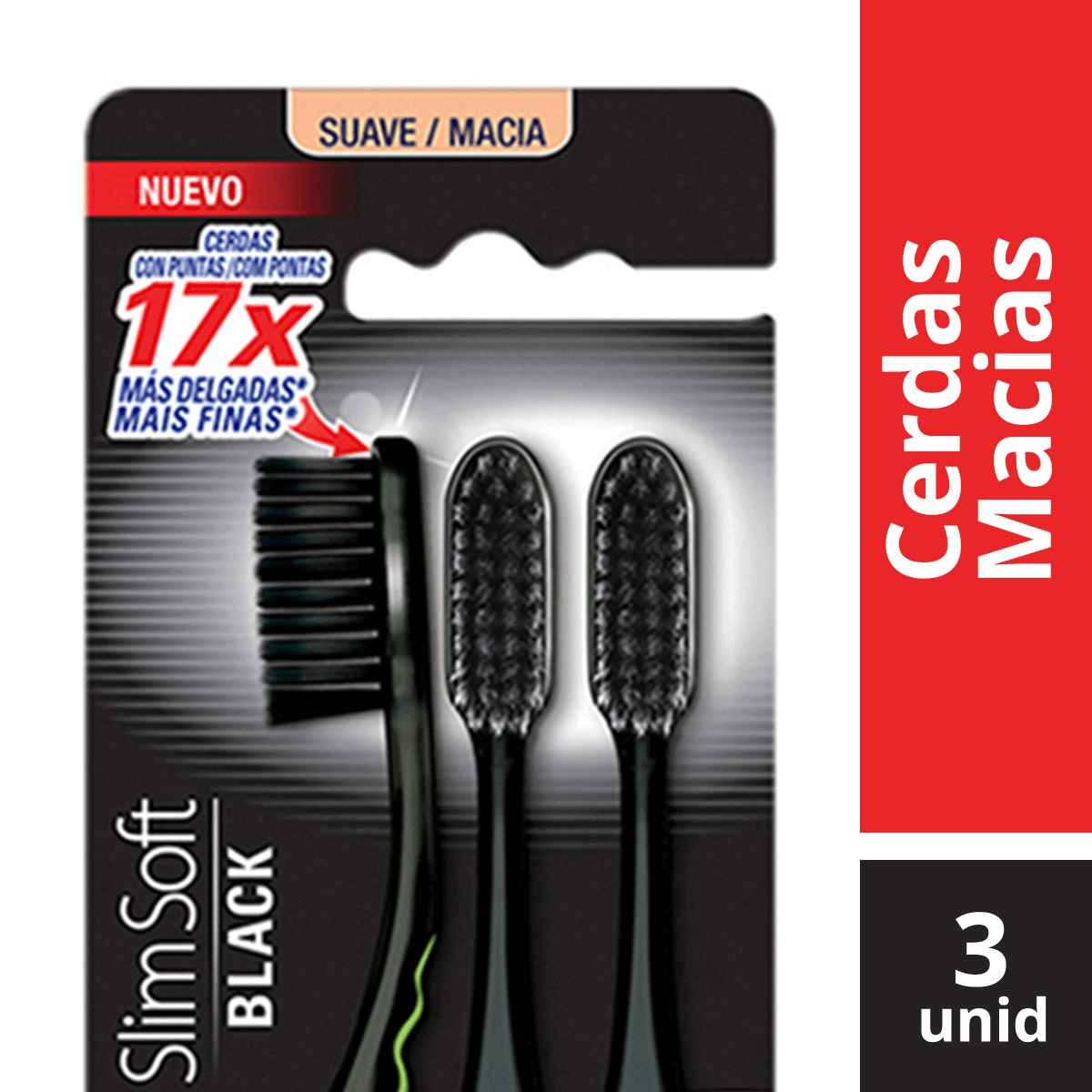 Escova de Dente Colgate Slim Soft Black com 3 unidades | Droga Raia