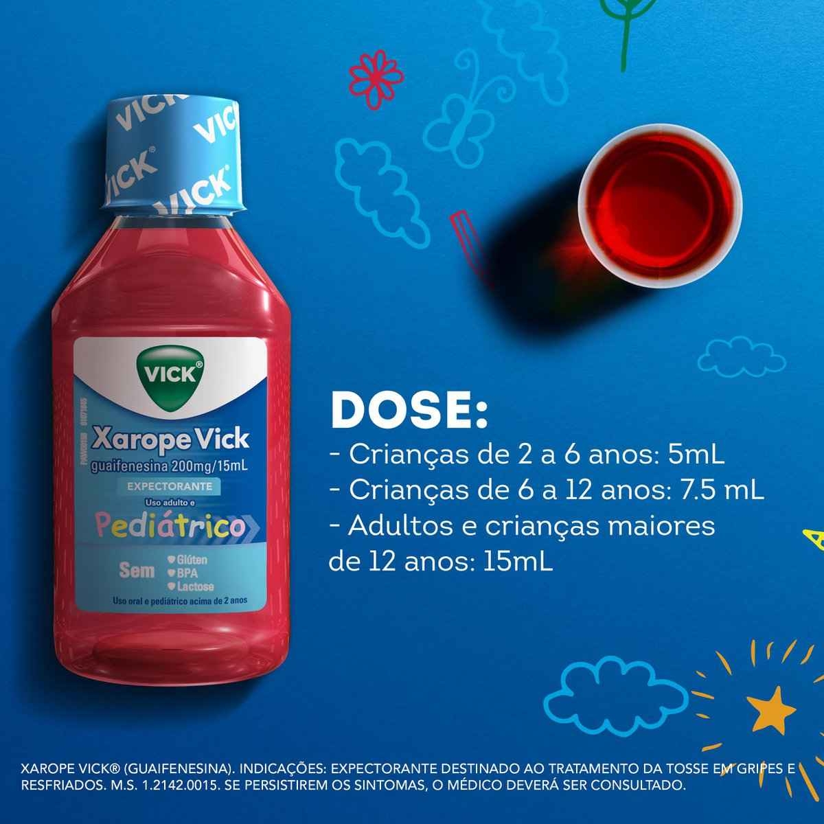 Vick Pediátrico Xarope Expectorante com 120ml: Encontre online | Droga Raia