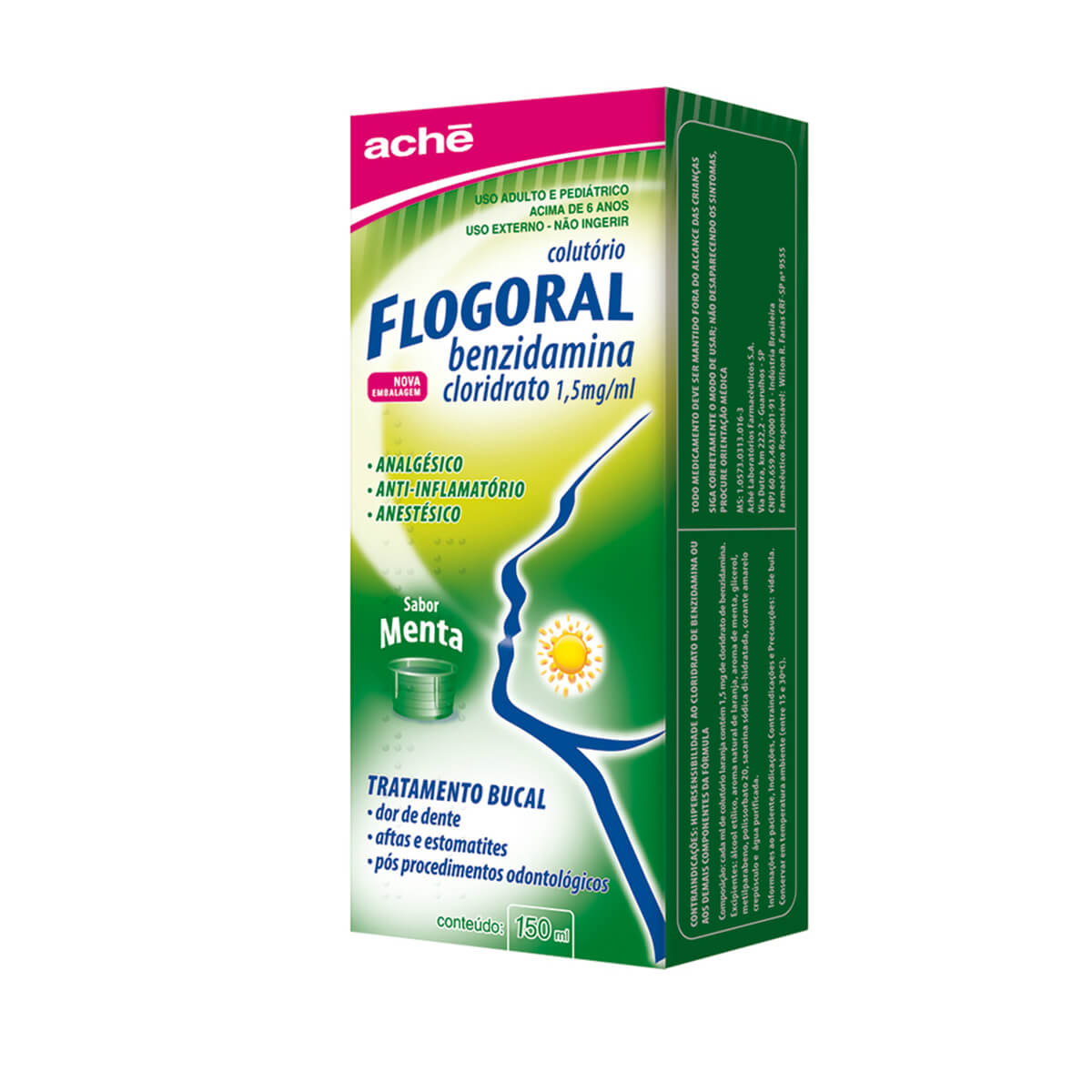 Colutório Flogoral Menta Aché | Droga Raia