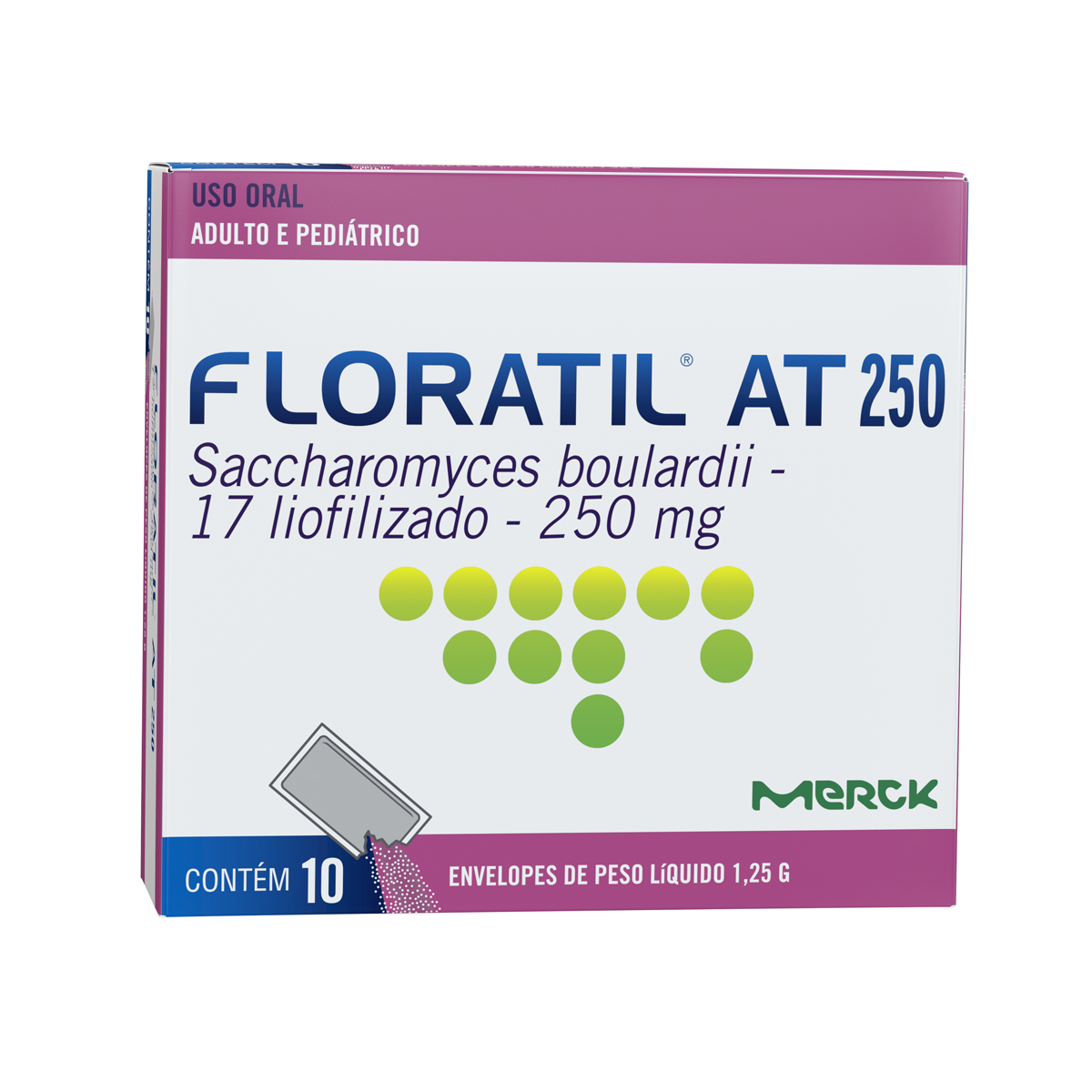 Floratil AT 250mg 10 Envelopes Merck | Droga Raia